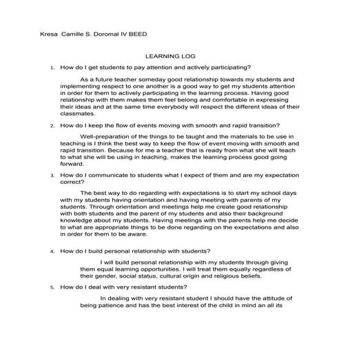 Badat_Learning Log | PDF