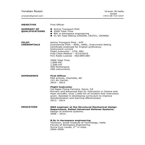 Resume Yonatan Rozen | PDF