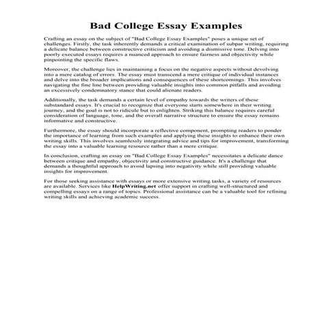 Bad College Essay Examples | PDF