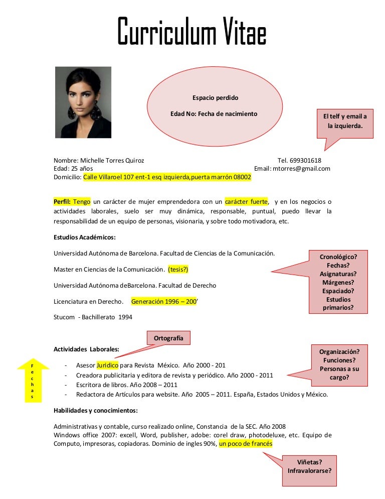 Bad Example Of A Cv