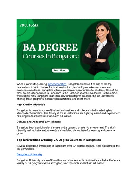 Bangalore university | PPTX | Postgraduate Education | College Education