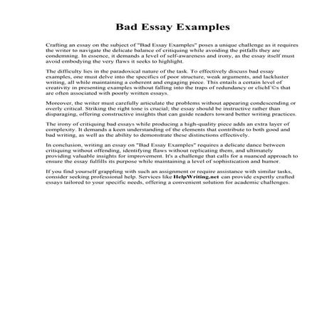 Bad Essay Examples. Nassau Community College | PDF
