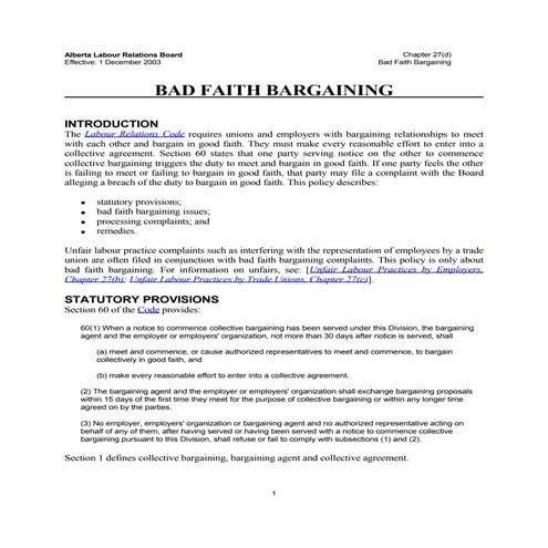 Bad faith bargaining | PDF
