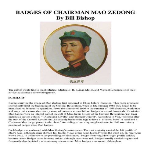 Badges of Chairman Mao Zedong | PDF