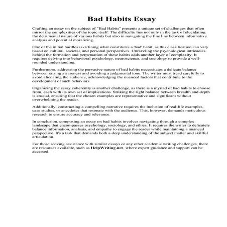 Bad Habits Essay | PDF