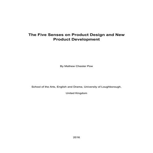 The Five Senses on Product Design and New Product Development | PDF