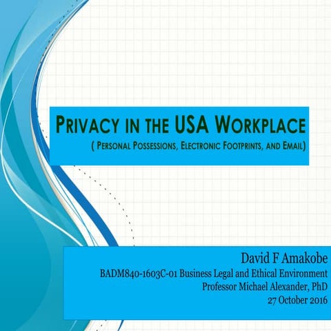 Privacy in the usa Workplace | PDF