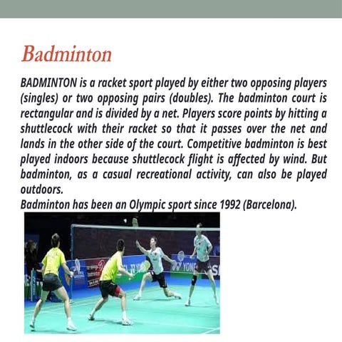 Different terminologies in badminton | DOCX