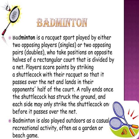 The Game Badminton | PPTX