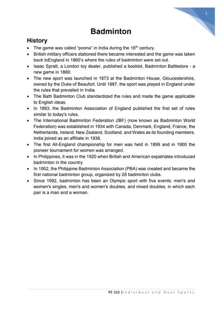 The Hostory Timeline of Badminton in the Philippines | PPTX | Badminton ...
