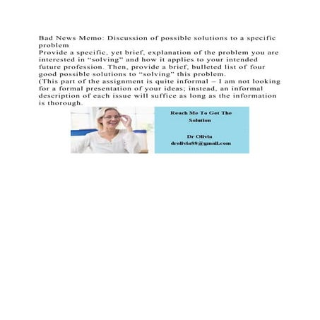 Bad News Memo Discussion of possible solutions to a specific proble.docx