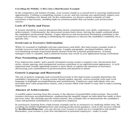 Bad Resume Examples | PDF