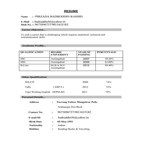 Badru resume | DOCX