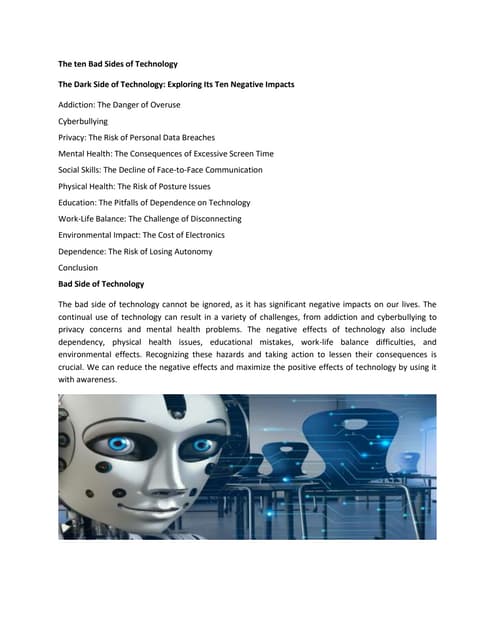 The Impact of Technology on Society.pptx | Technology Industry | Industries