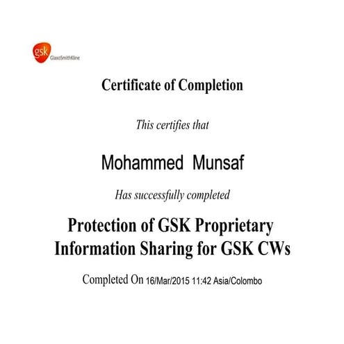 Protection of GSK Proprietary Information sharing for GSK CWs | PDF