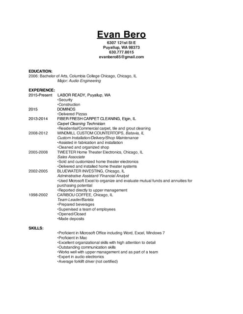 Aaron Madsen-Resume 10-12-4 | PDF | Business | Business and Finance