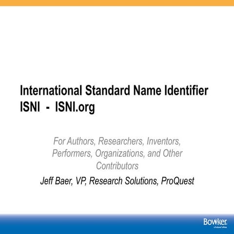 D'Agostino "The International Standard Name Identifier & Identifying ...