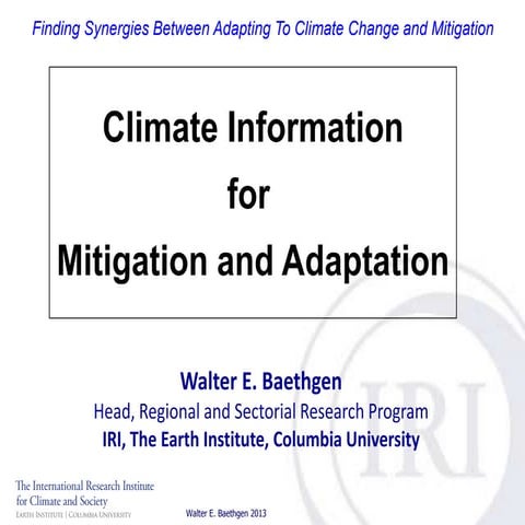 Climate Information for Mitigation and Adaptation | PPT