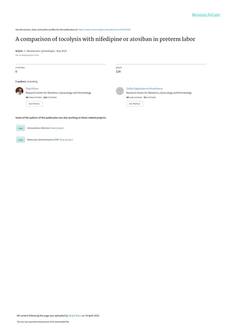 Tocolysis for preterm labour: RCOG Guidelines | PDF