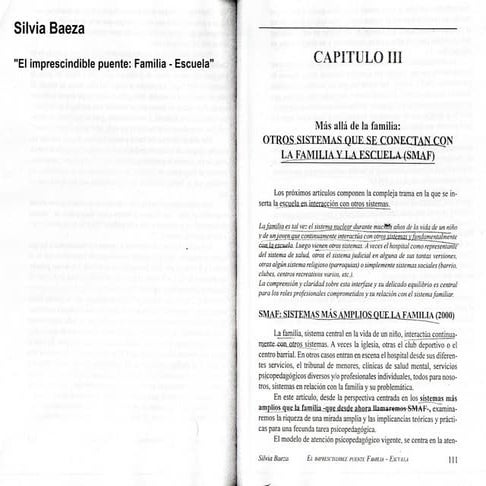 Silvia Baeza " El imprescindible puente: Familia - Escuela" - cap III | PDF