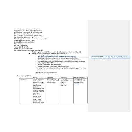 Lesson plan - Action Verbs | DOCX