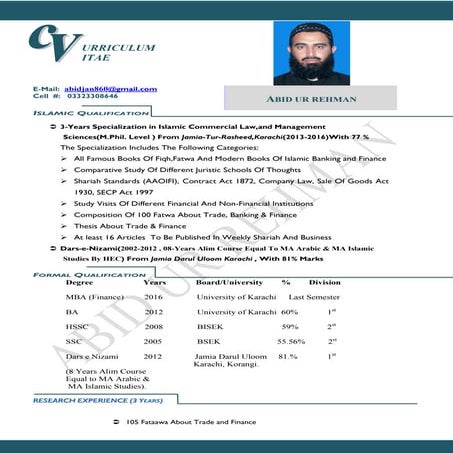 Abid ur Rehman cv for Job | PDF