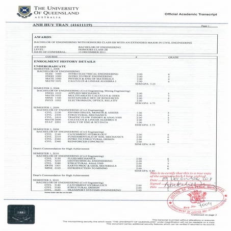 Official Academic Transcript | PDF