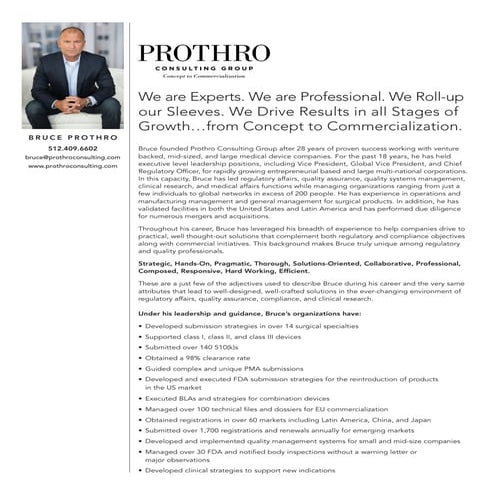 Bruce Prothro Biography | PDF