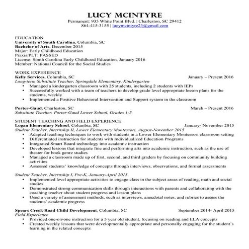 Lisa Stockton LaVigne's Resume | DOC