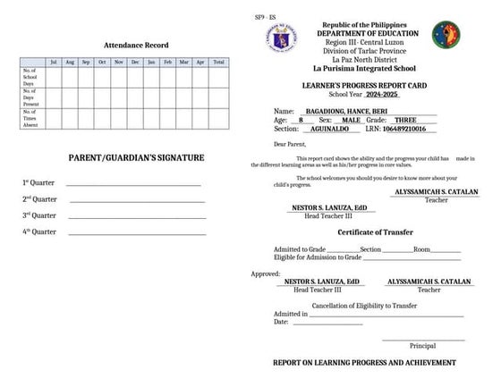 Report card grade iv vi | DOCX | Professional School | Postgraduate ...