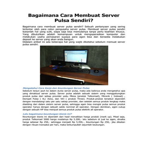 Bagaimana cara membuat server pulsa sendiri? | PDF