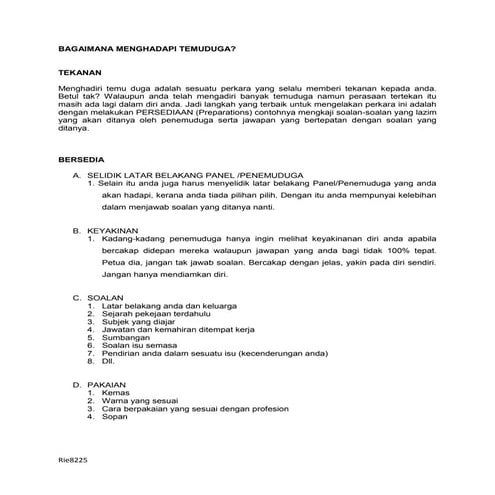 Bagaimana menghadapi temuduga | PDF