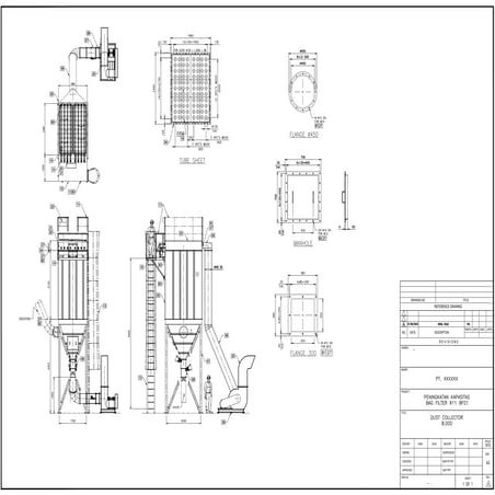 gambar kerja untuk desain Bag Filter 8.000