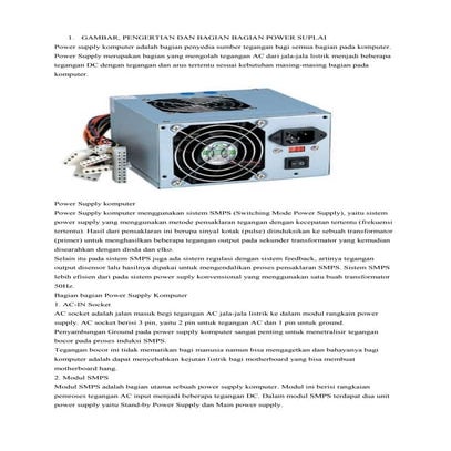 Bagian bagian komputer dan penjelasannya | DOCX