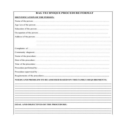 Bag technique procedure format ii | DOCX
