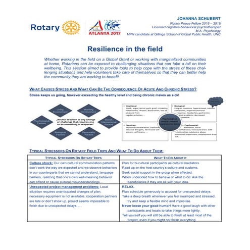 Resilience in the Field Handout | PDF