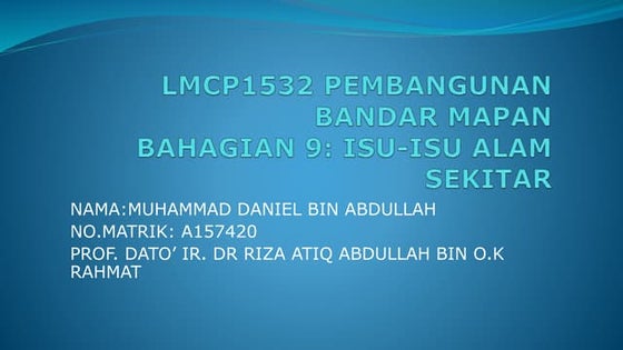 Isu isu alam sekitar | PPT
