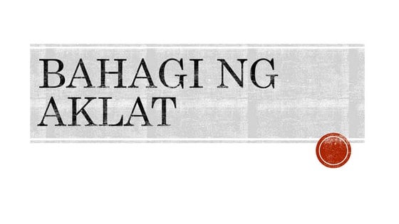 Bahagi ng aklat | PPTX