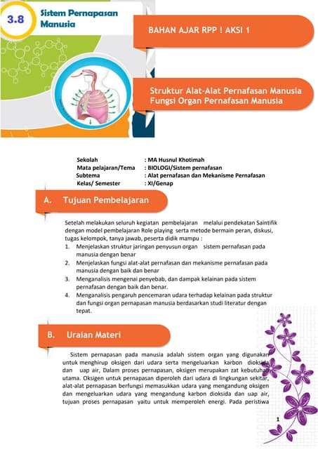 LATIHAN SOAL SISTEM PERNAPASAN untuk kelas 8 | PDF