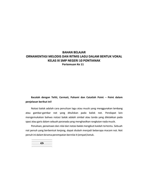 Belajar Unsur-unsur dalam Notasi musik | PPTX