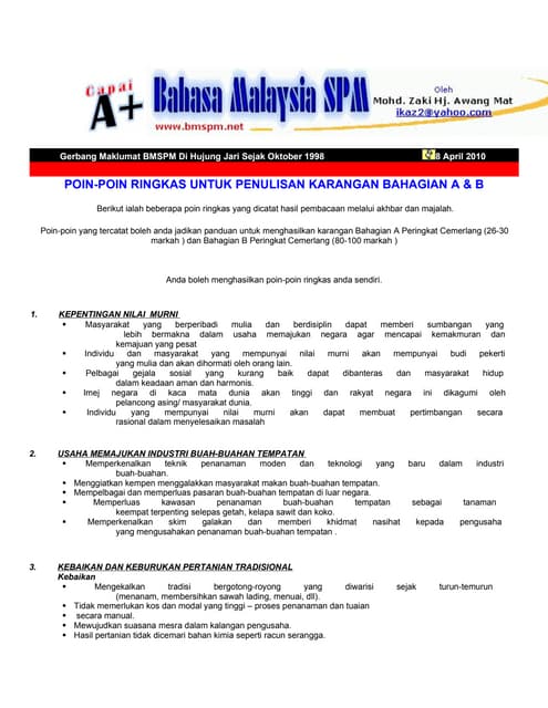 Format dan Contoh penulisan esei berformat | PDF