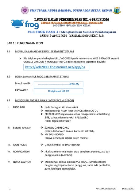Nota asas google docs dan Frog VLE | PDF