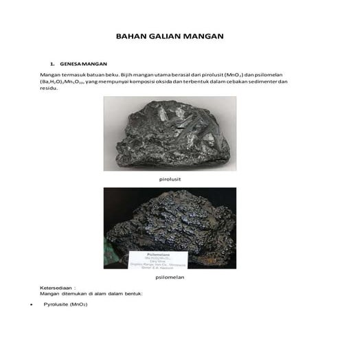 MANGAN - BAHAN GALIAN INDUSTRI - BONITA | PDF