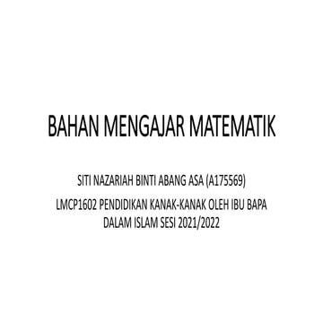 Bahan mengajar matematik | PPTX