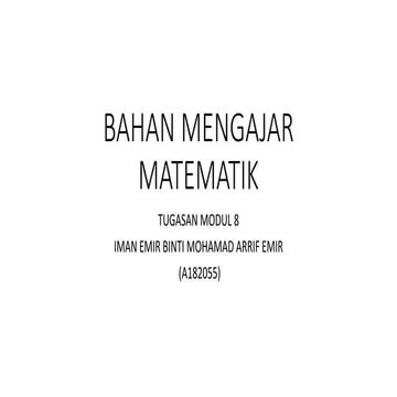 Bahan Mengajar Matematik A182055 Pptx