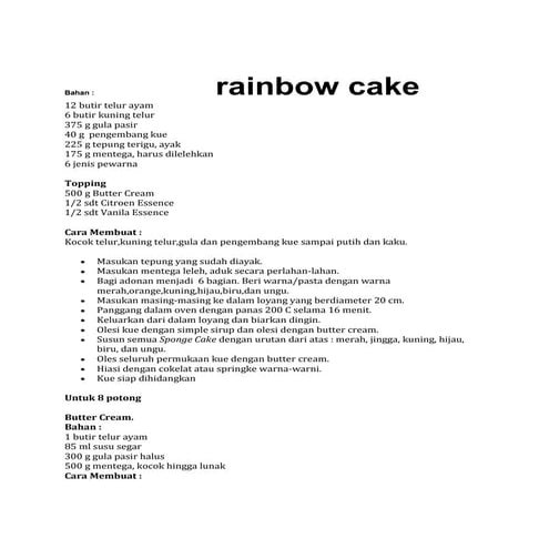 Bahan rainbow cake | DOCX