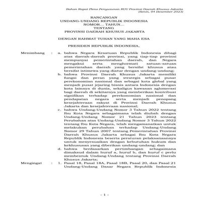 RUU Provinsi DK Jakarta | PDF