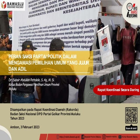 Bahan Tayang_Rapat Koordinasi Daerah (Rakorda) Badan Saksi Nasional DPD Partai Golkar Provinsi ...