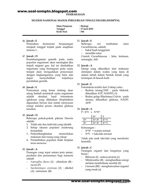 Soal SNMPTN Biologi | PDF