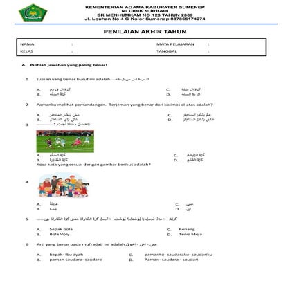 BAHASA ARAB KELAS 3 MI - SOAL.docx